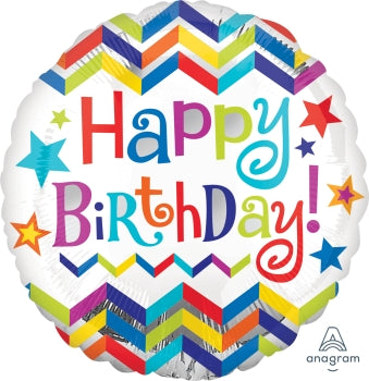 Supershape foil balloon - Happy birthday chevron - LolliLoot